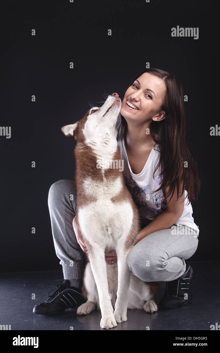 owner with her dog Stock Photo - Alamy