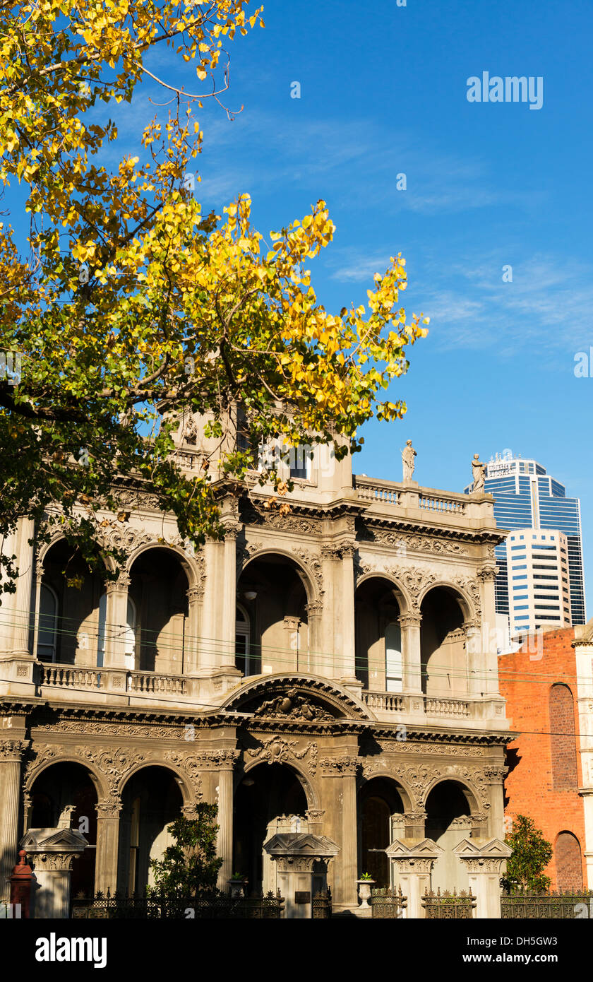 Historic building and city skyline in Drummond Street, Carlton Stock ...