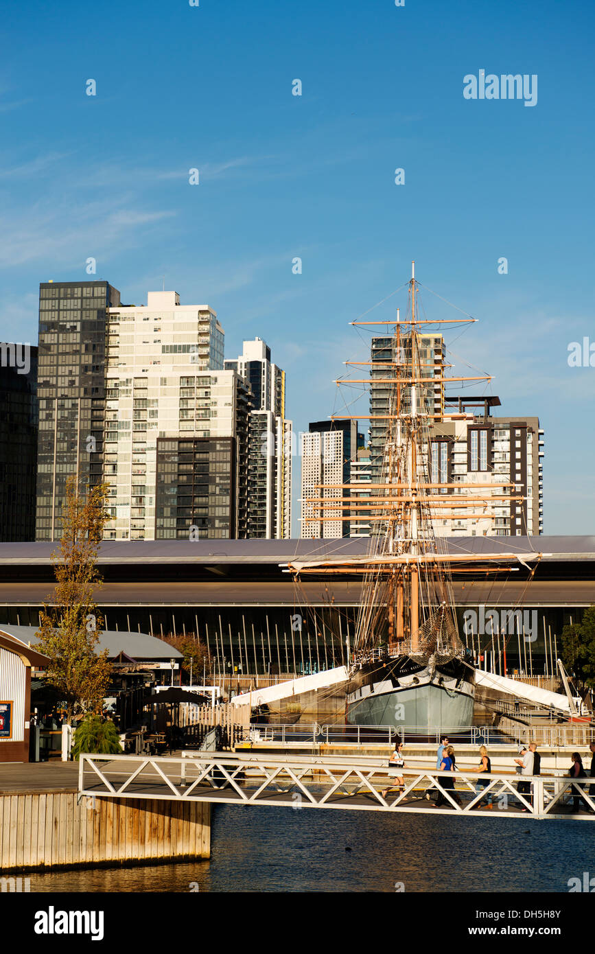The Polly Woodside, a restored 1885 tall ship, is berthed on the Yarra ...