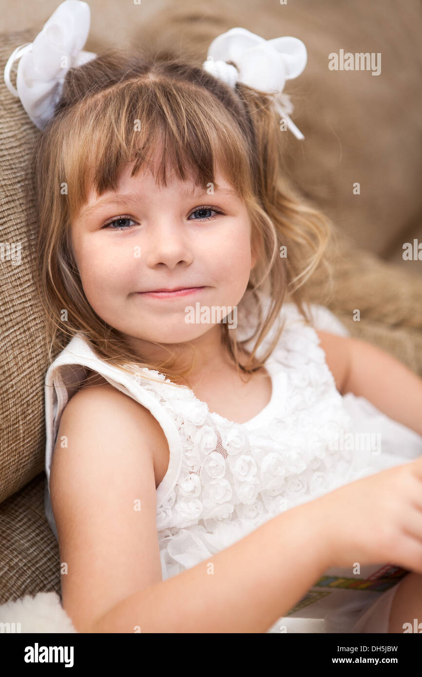 Pretty Caucasian girl portrait indoor Stock Photo - Alamy
