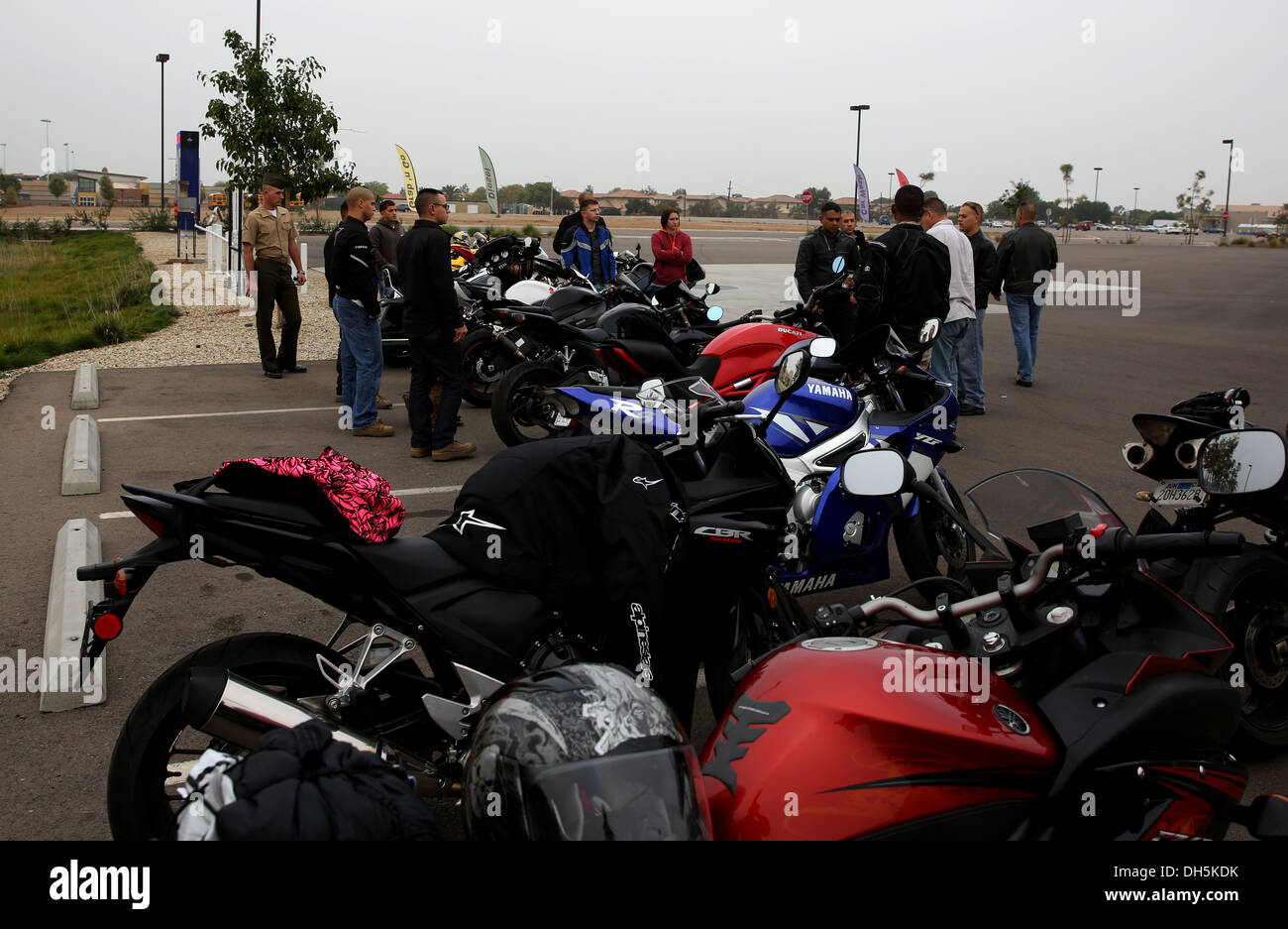 Marines with the Headquarters and Headquarters Squadron motorcycle club ...