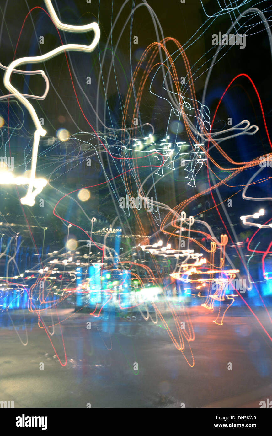 Chicago light trails, long exposure swirls from city lights Stock Photo ...