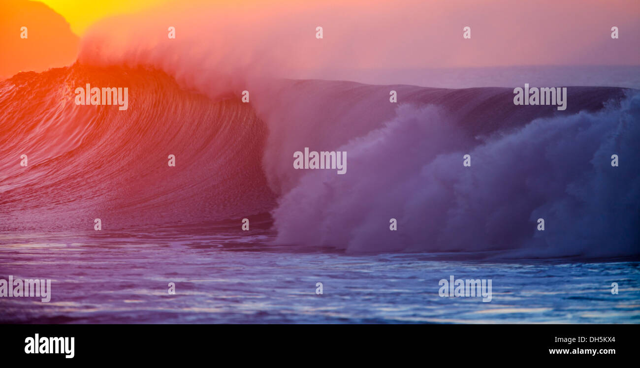 Ehukai Pipeline surf tube barrel wall wave water ocean Hawaii Stock ...