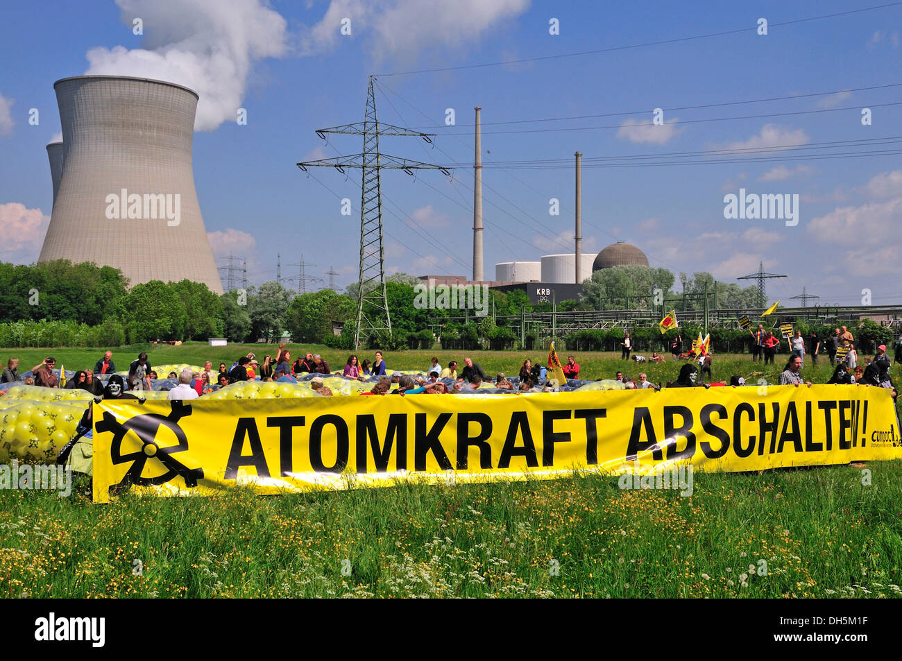 Anti nuclear power demonstration at the Gundremmingen nuclear power ...