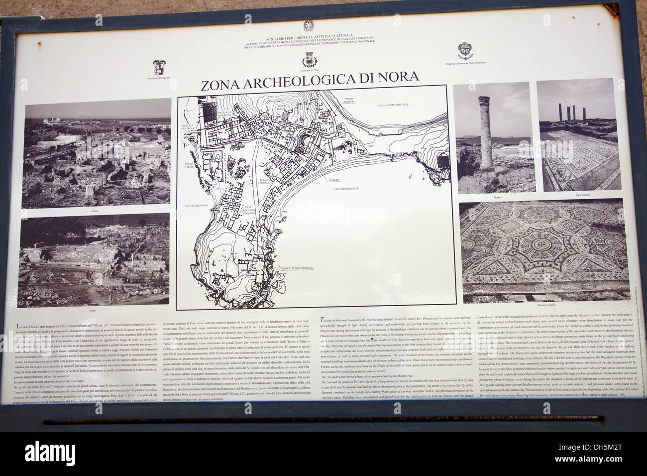 Archaeological Zone Map of Nora in Sardinia Stock Photo - Alamy