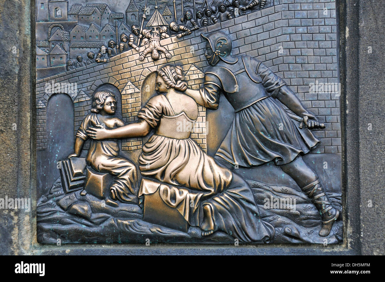 Relief of St. John of Nepomuk, Fall into the River, touching the relief ...