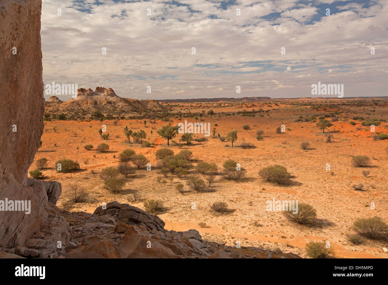 Castle Rock and Chambers Pillar in Australian outback landscape with ...