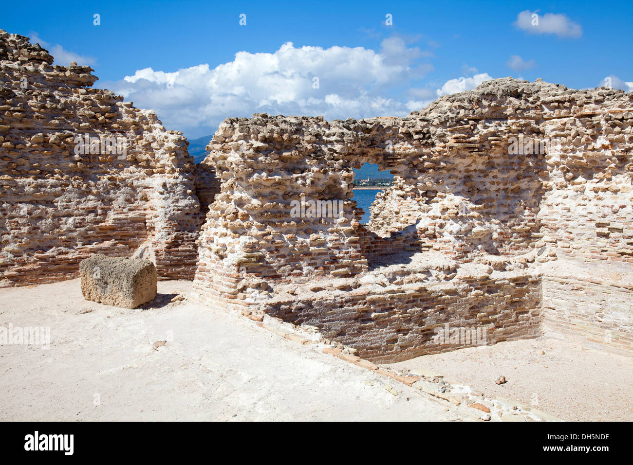 Nora Ruins, Thermal Baths on Seafront in Southern Sardinia Stock Photo ...