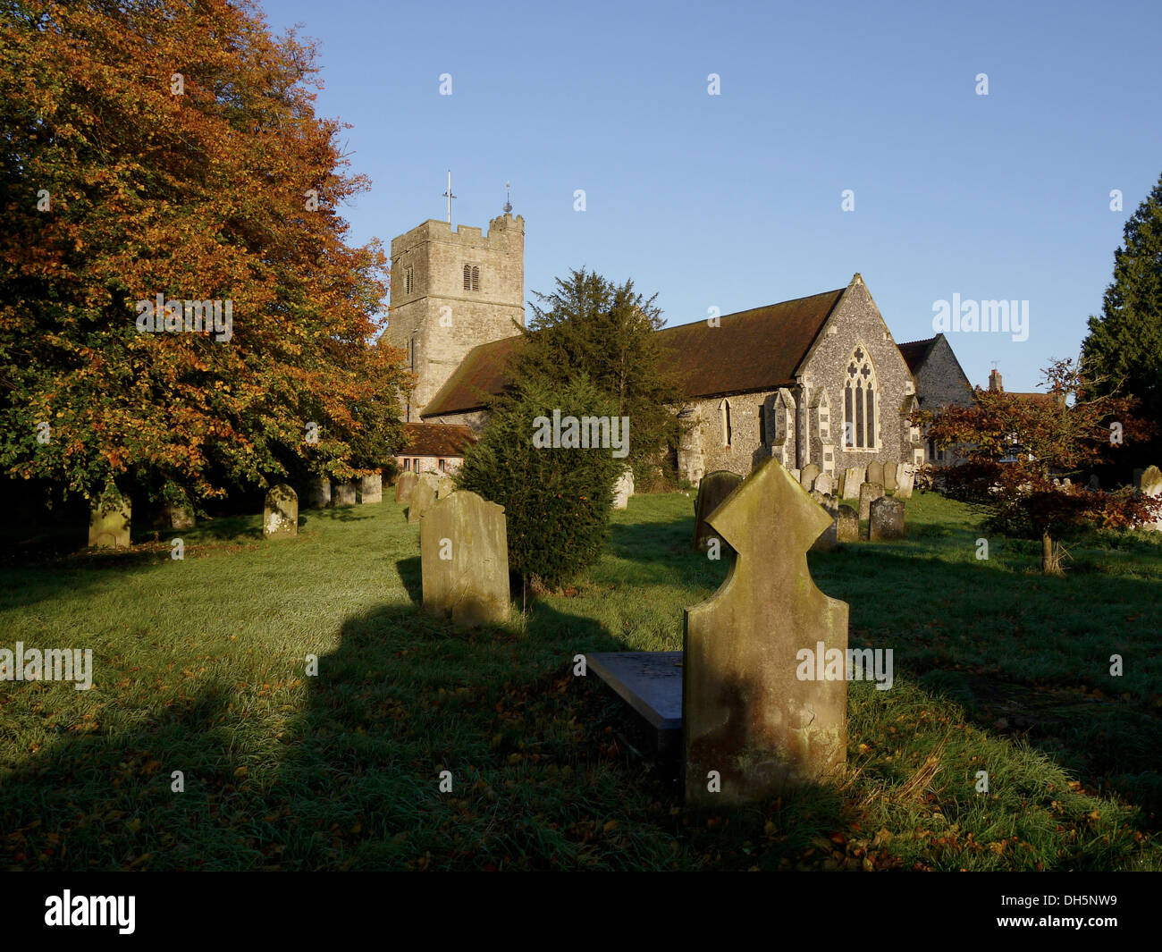 St Marys Church Denham Kent England uk with a blue sky Stock Photo - Alamy