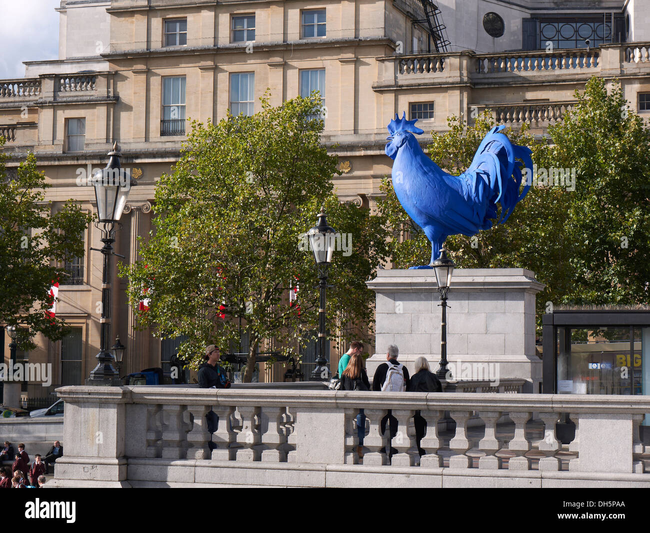 Blue Cockerel on the fourth plinth in Trafalgar Square Stock Photo - Alamy