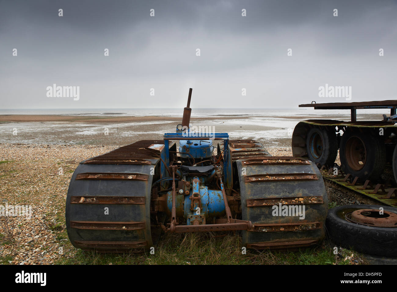 Beach Tractor for working on the Whitstable Oyster beds Kent England ...