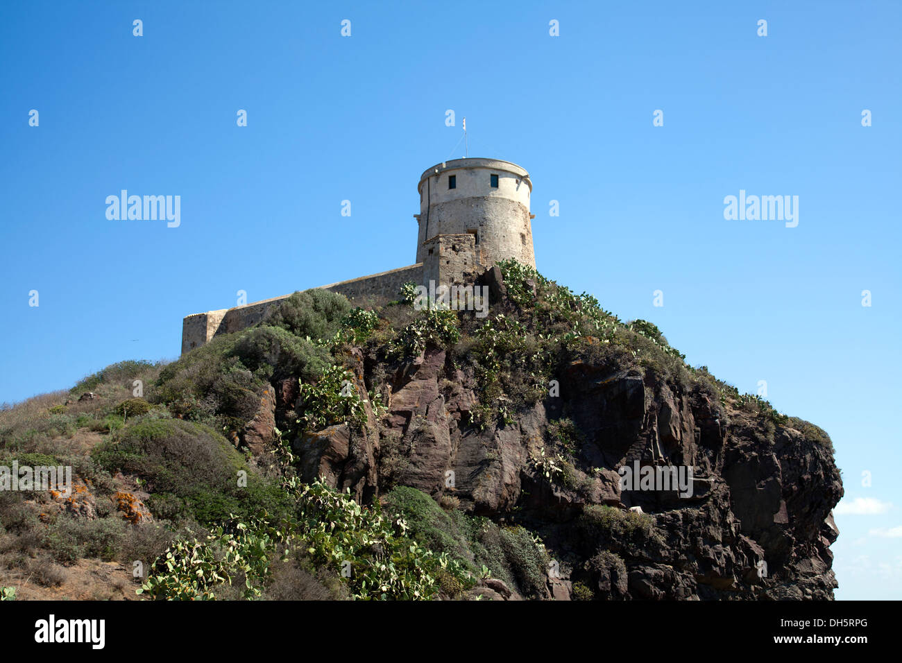 Capo di Pula Lighthouse Tower Fortification at Nora Ruins in Southern ...