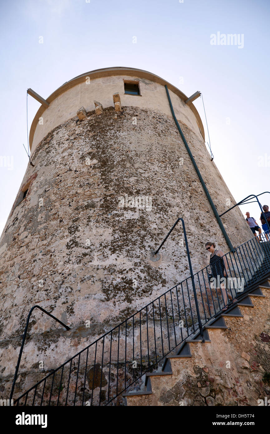 Capo di Pula Lighthouse Tower Fortification at Nora Ruins in Southern ...