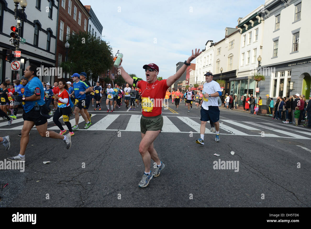 Matthew Stephen, from Spotsylvania, Va., cheers while running in the ...