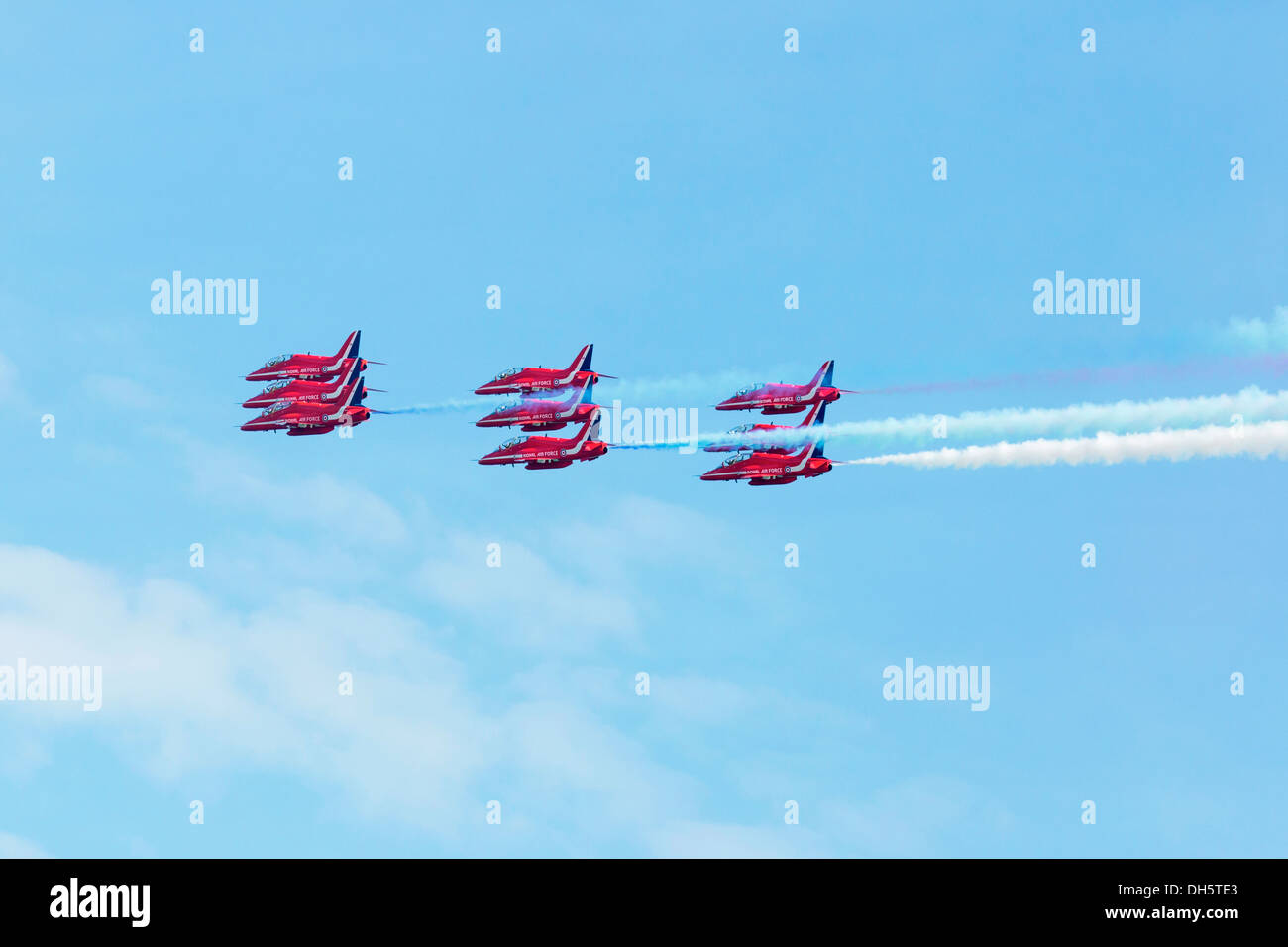 The Red Arrows display team flying in formation Stock Photo - Alamy