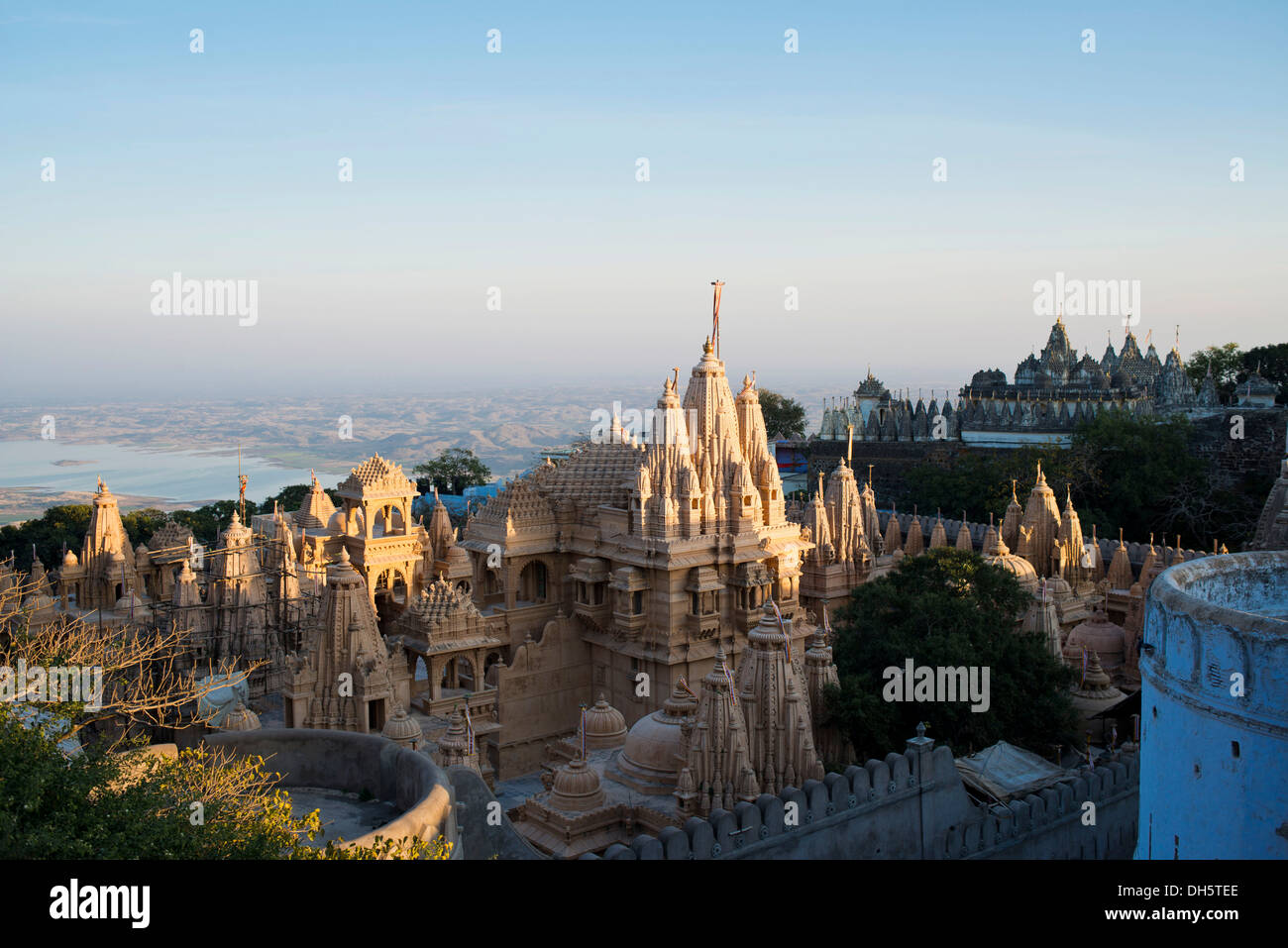 Domes and Shikhara towers at a temple complex on the holy mountain ...