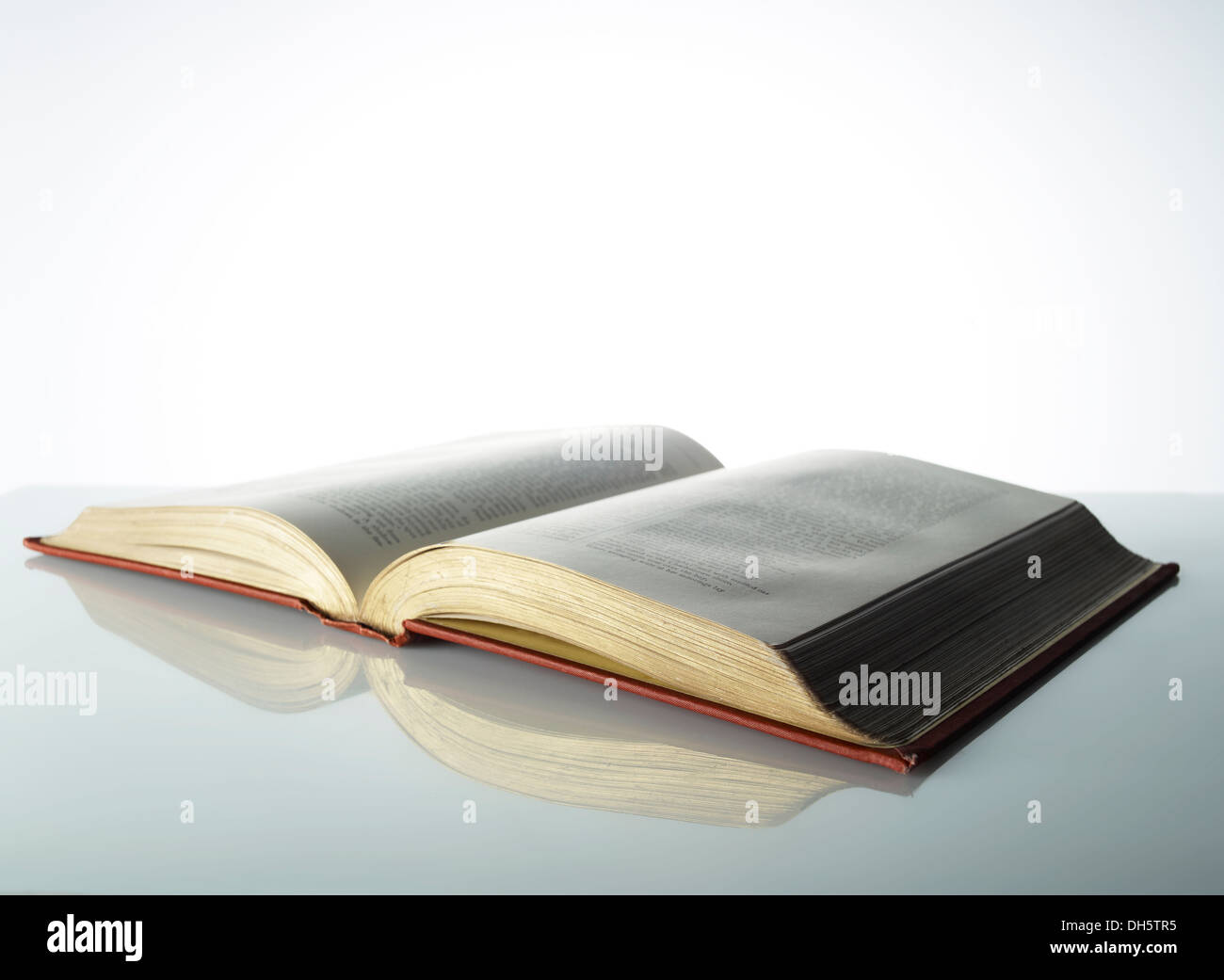 open gilt edge bound book on a white background Stock Photo - Alamy