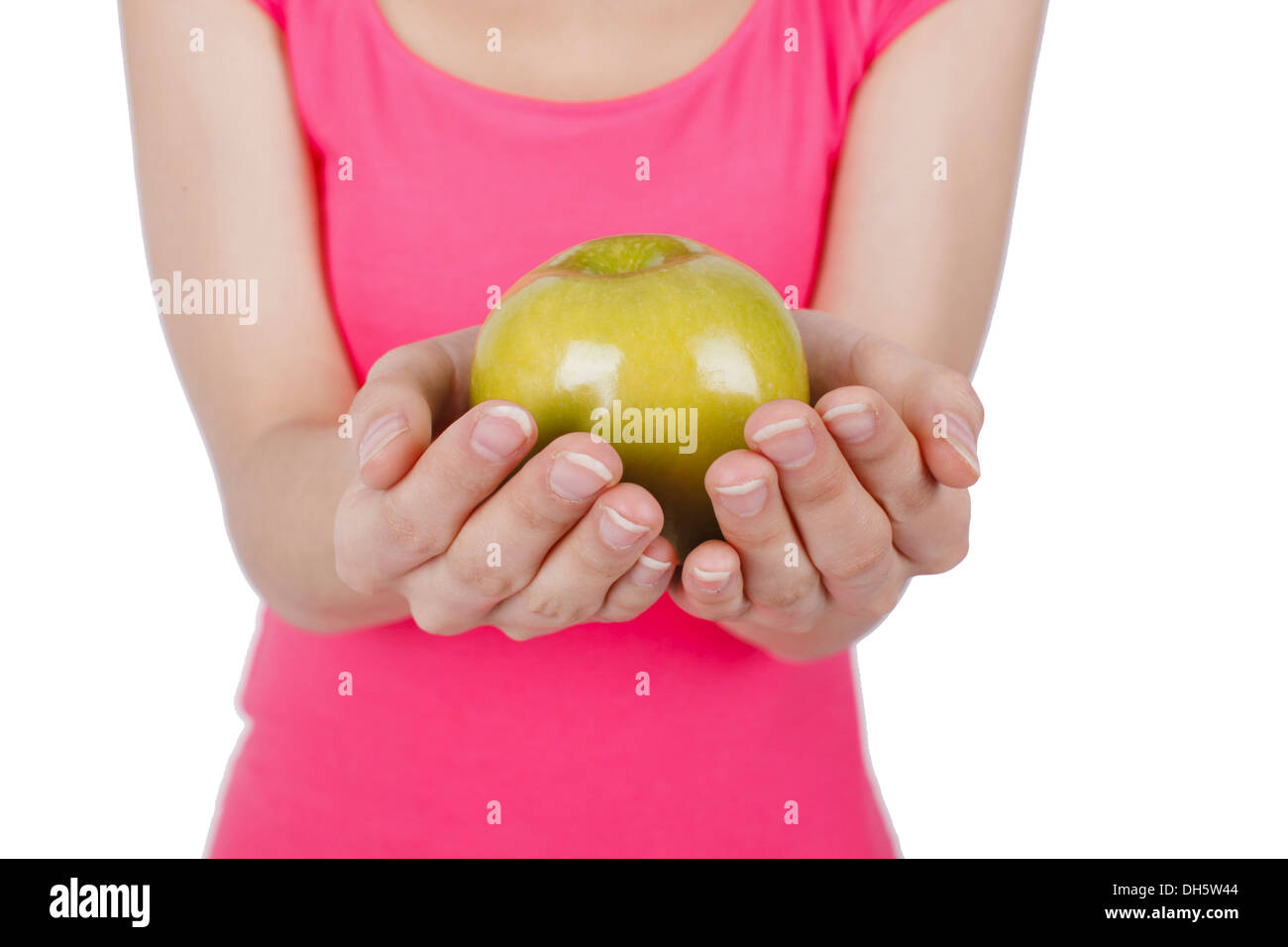 Close-up of woman's hands holding apple Stock Photo - Alamy