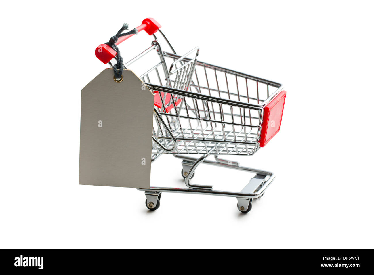 price tag on shopping cart on white background Stock Photo - Alamy
