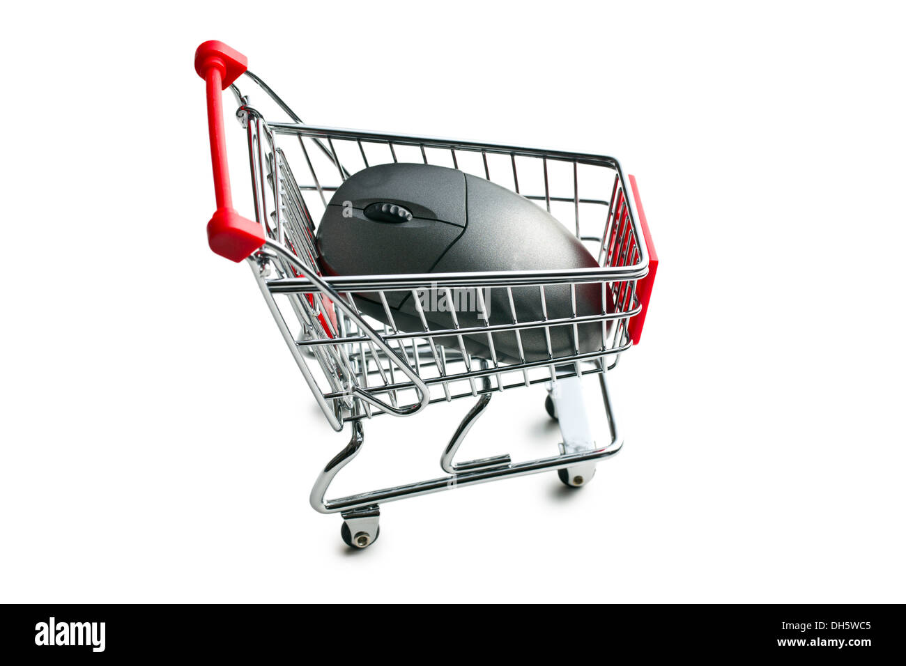 computer mouse in shopping cart on white background Stock Photo - Alamy