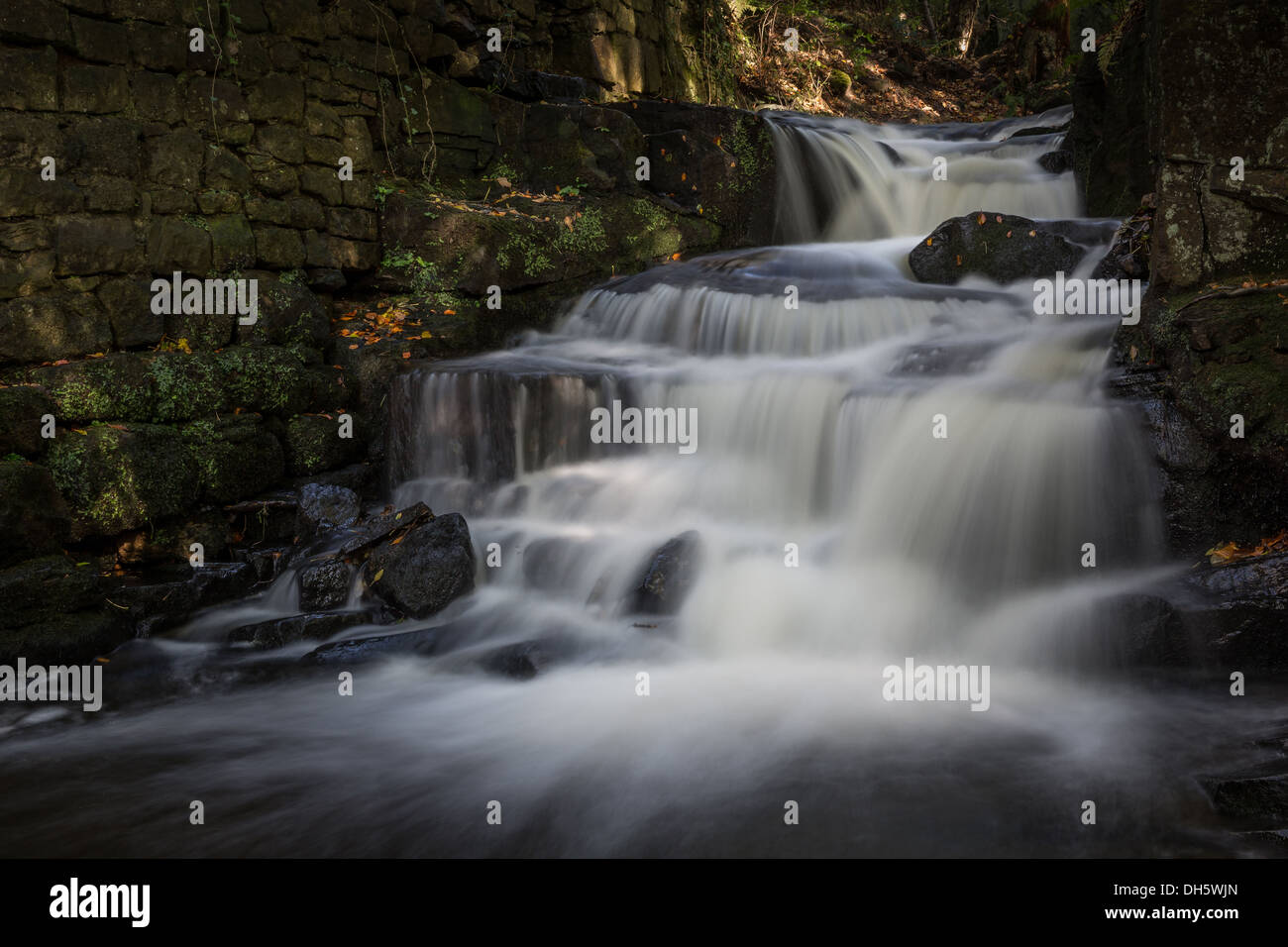 Views of Lumsdale waterfall with a slow shutter speed Stock Photo - Alamy