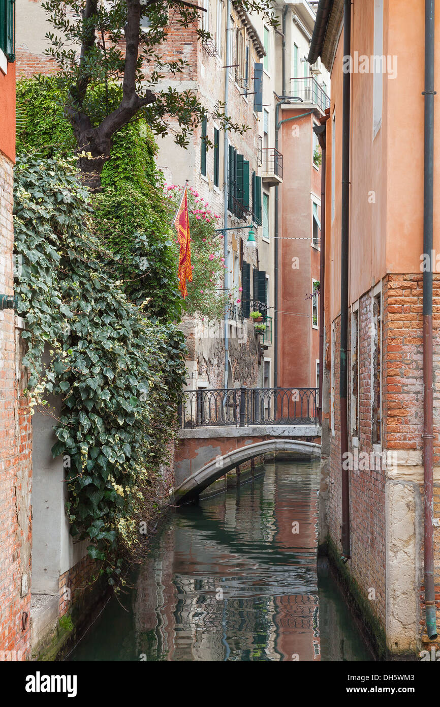 Typical street scene of canal in Venice Italy Stock Photo - Alamy