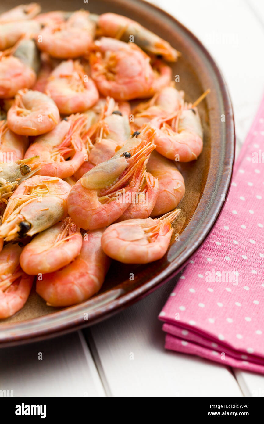 the shrimp on ceramic plate Stock Photo - Alamy