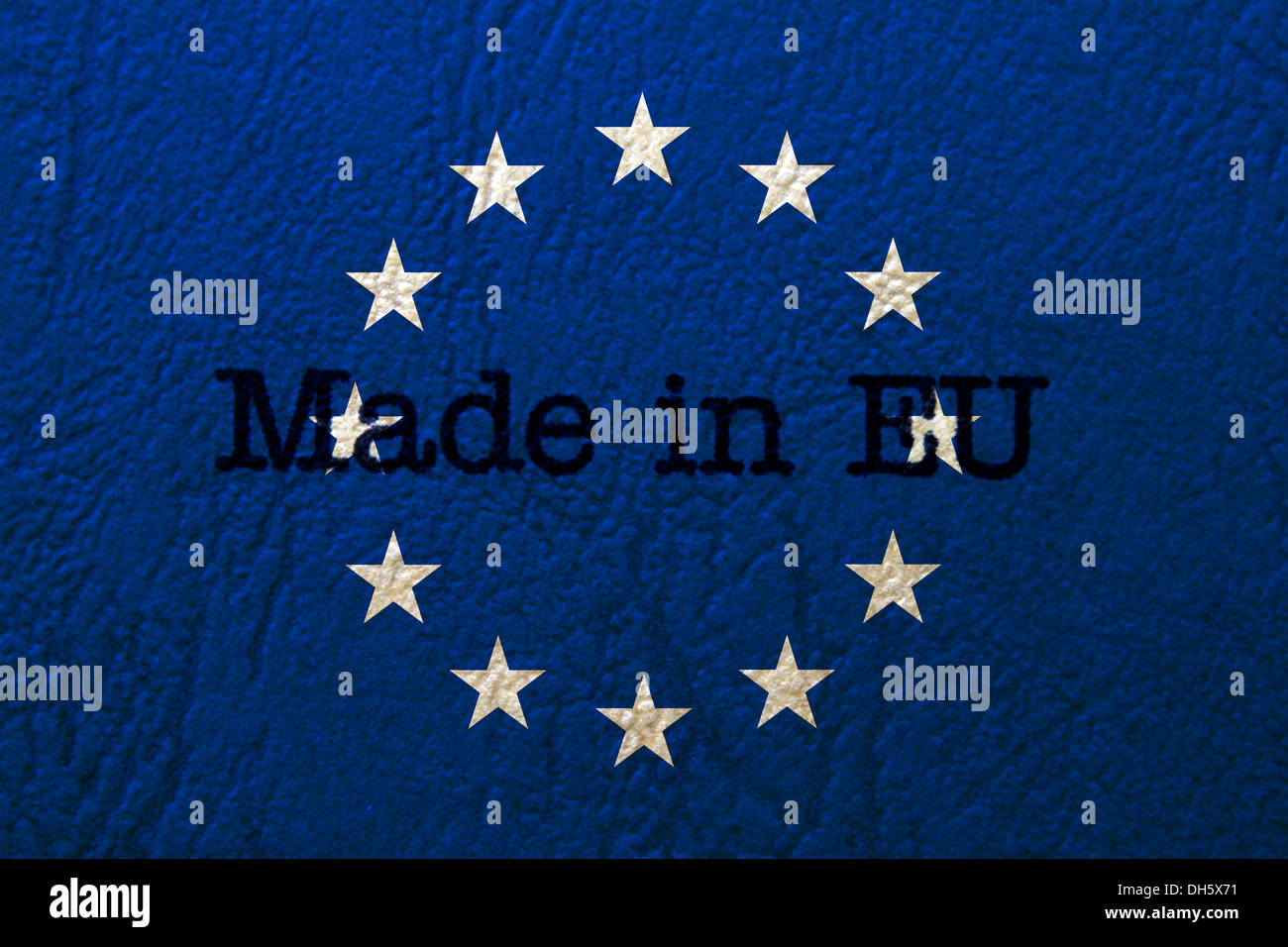 Made in EU text on flag Stock Photo - Alamy
