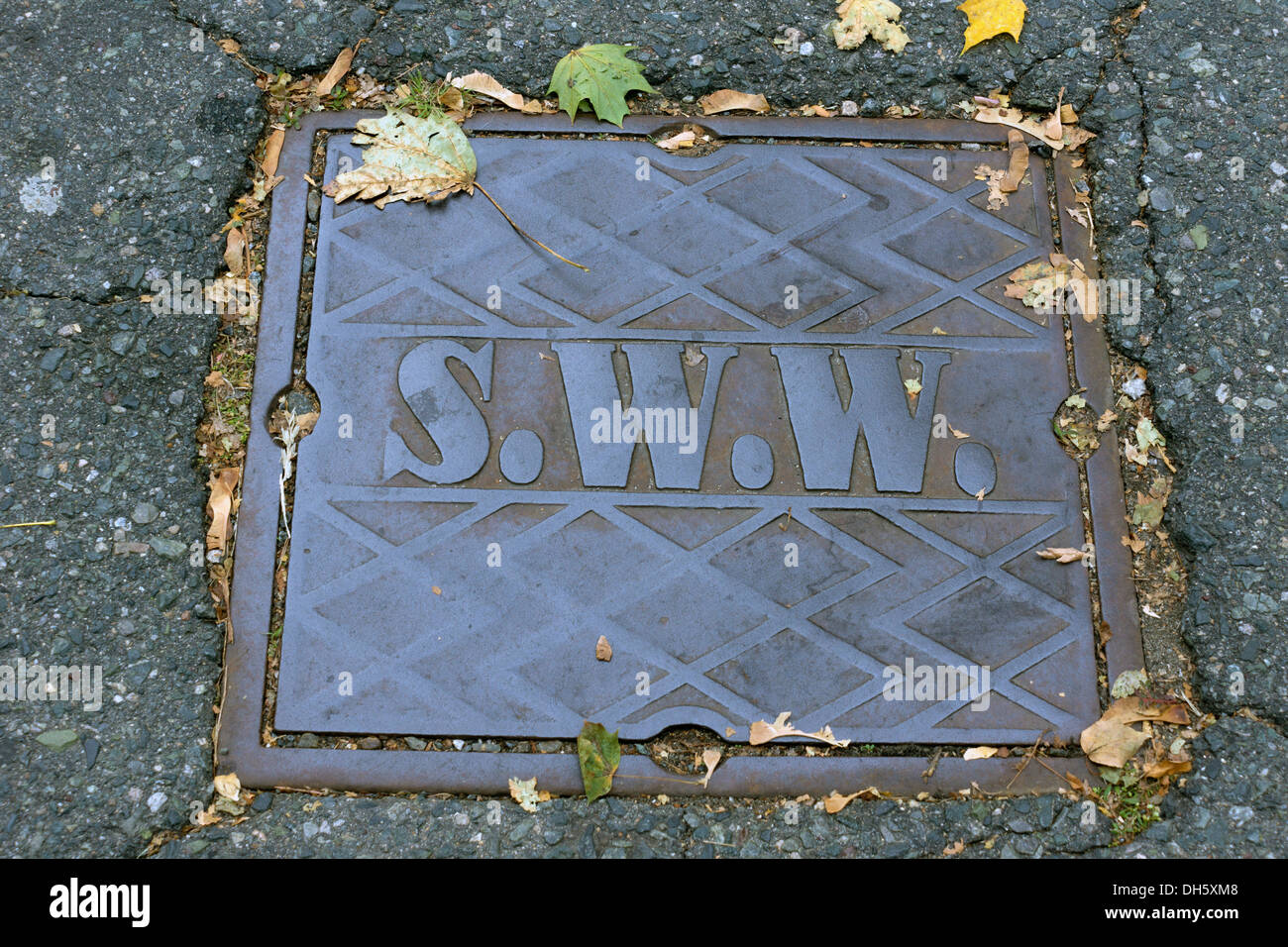 Boston sewer manhole cover Stock Photo - Alamy