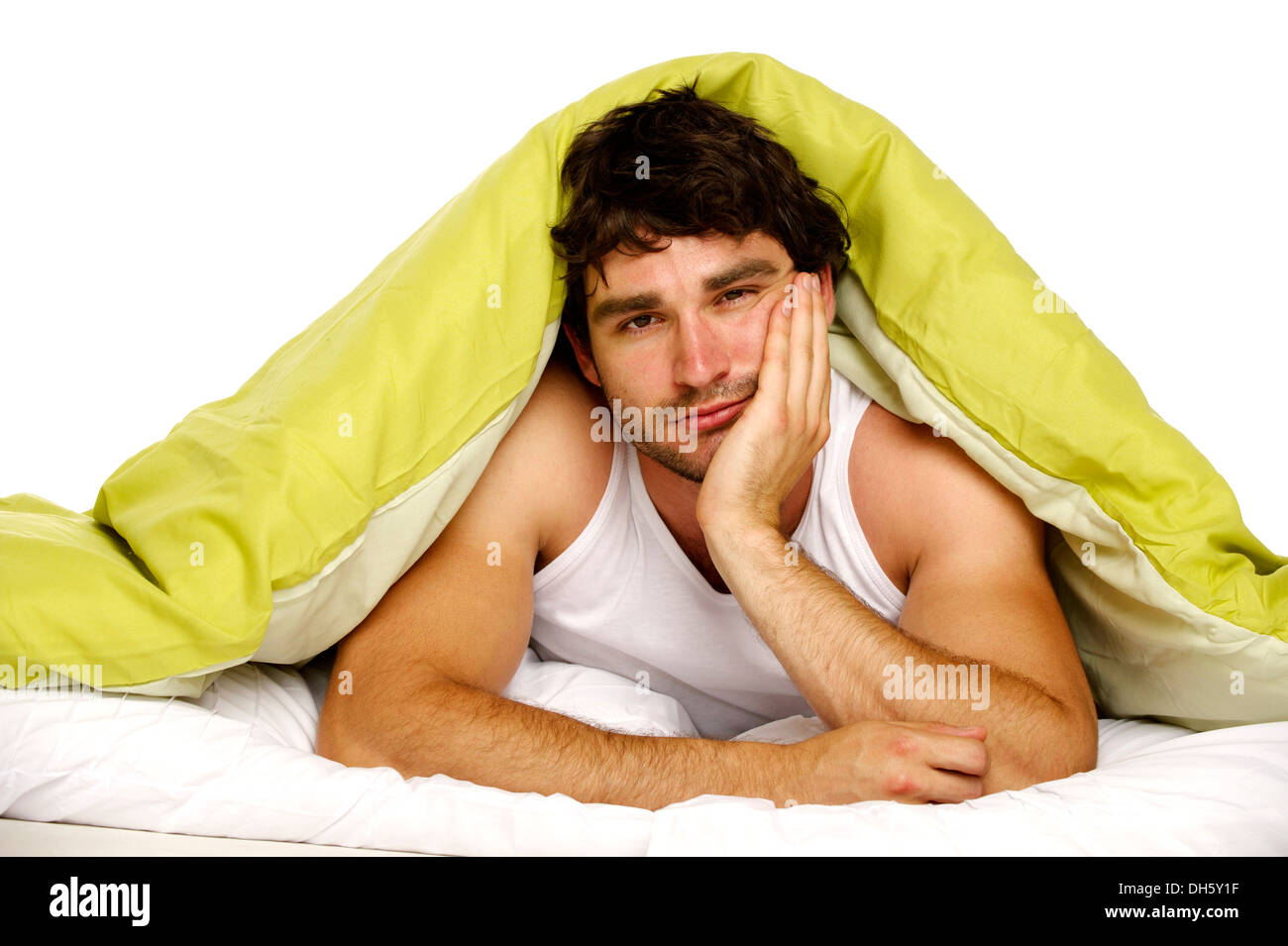Man fed up in bed hi-res stock photography and images - Alamy