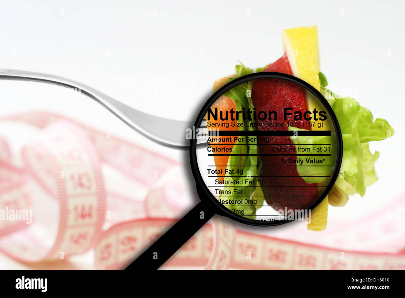 Magnifying glass food label hi-res stock photography and images - Alamy