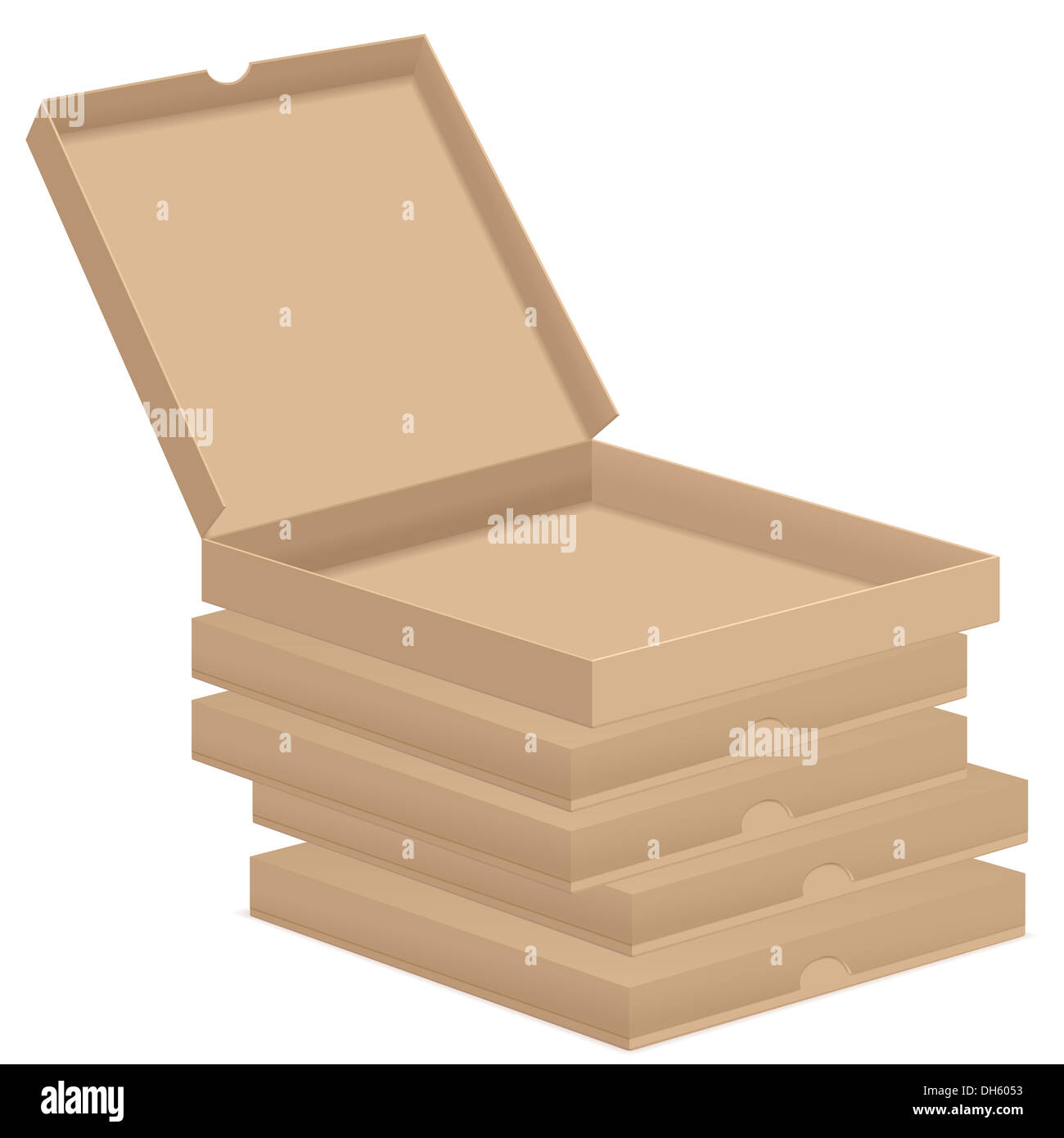 Paper pizza boxes on white background. Vector illustration Stock Photo ...