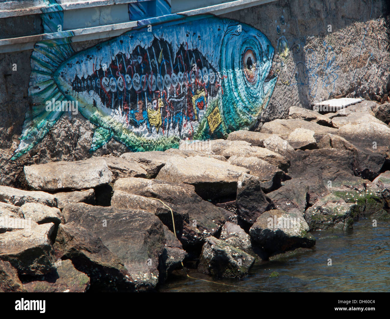 Parana Fish Grafiti at Enseada de Botafogo Harbor Stock Photo - Alamy