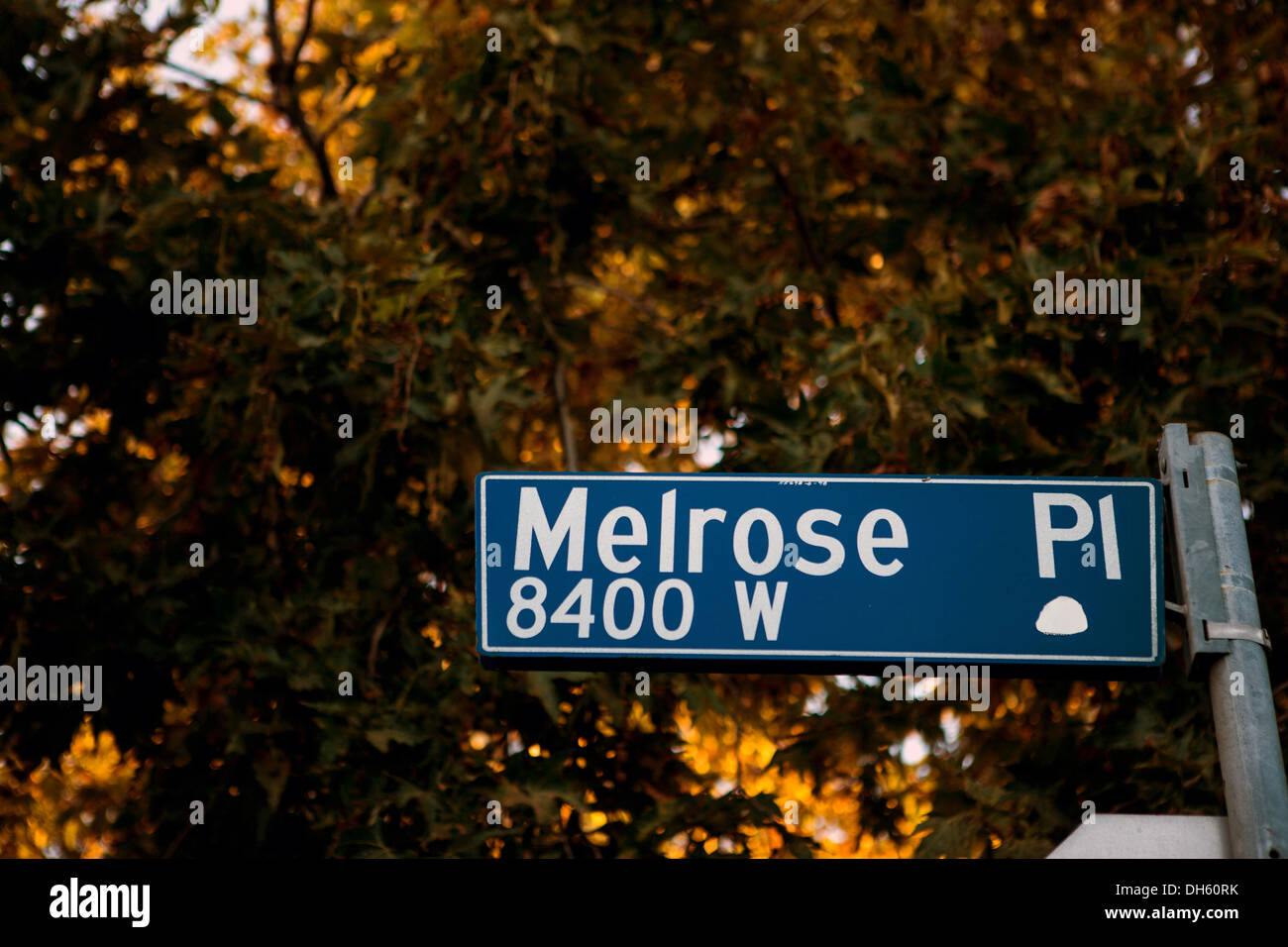 Street sign with the name Melrose place Stock Photo - Alamy