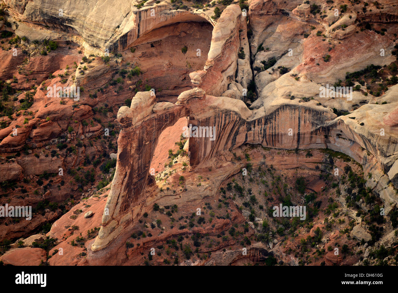 Aerial view, Angel Arch, Salt Creek, Needles District, Canyonlands ...