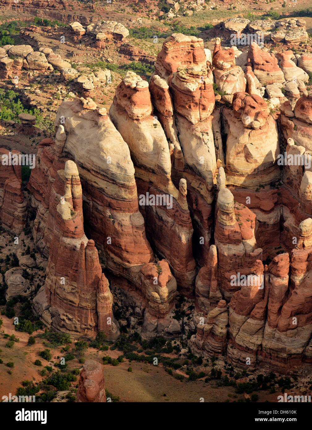 Aerial view, pinnacles of the Needles District, Canyonlands National ...