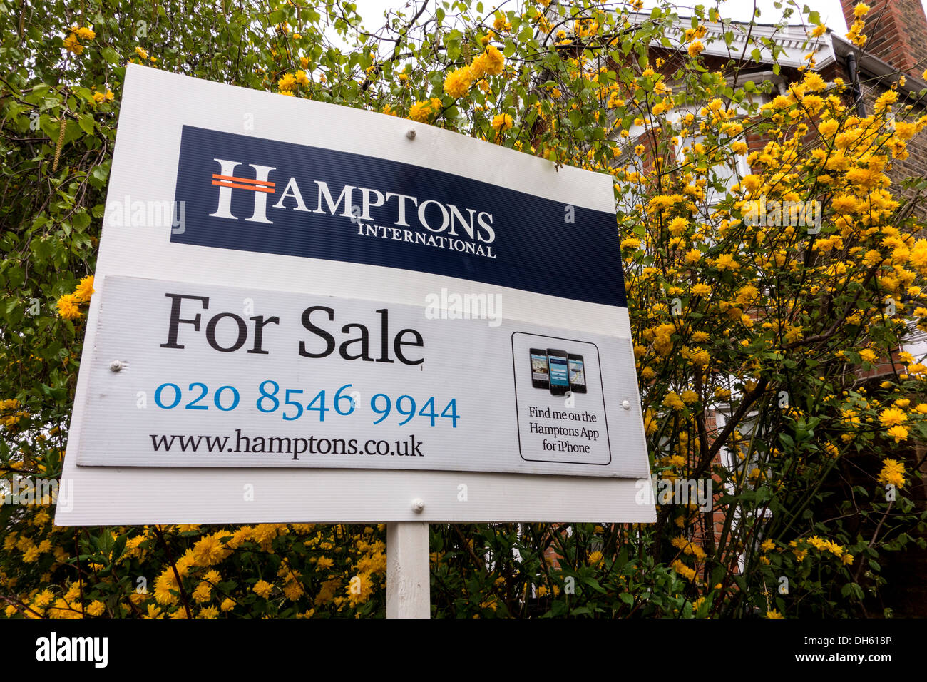 For sale sign by Hamptons, Kingston upon Thames, London, UK Stock Photo - Alamy