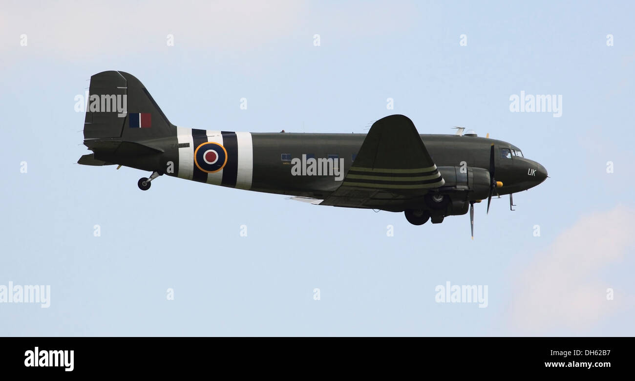RAf Dakota makes a flyby of RAF Cosford. RAF Cosford Airshow 2013 ...