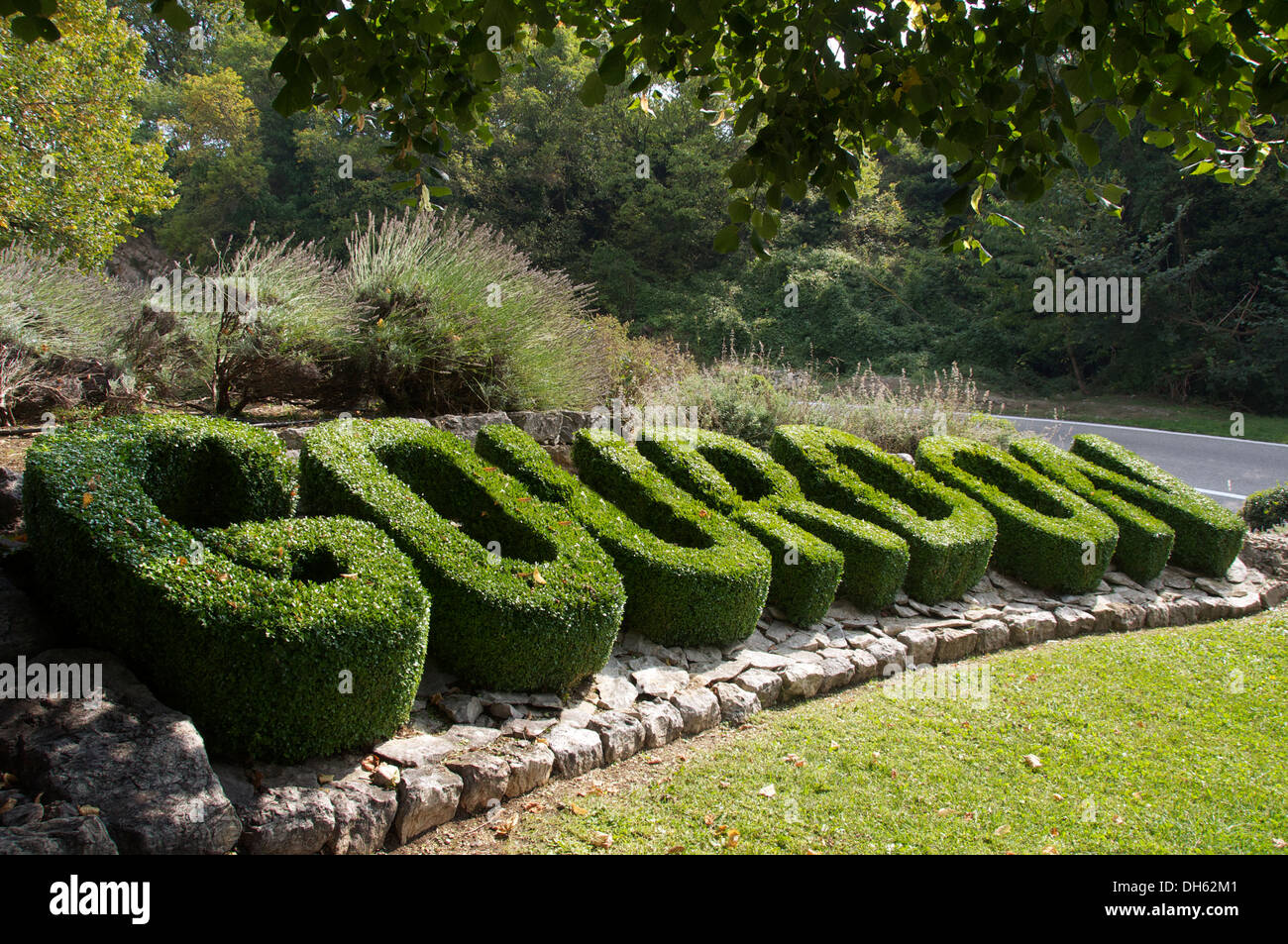 Gourdon place name in topiary Provence France Stock Photo - Alamy