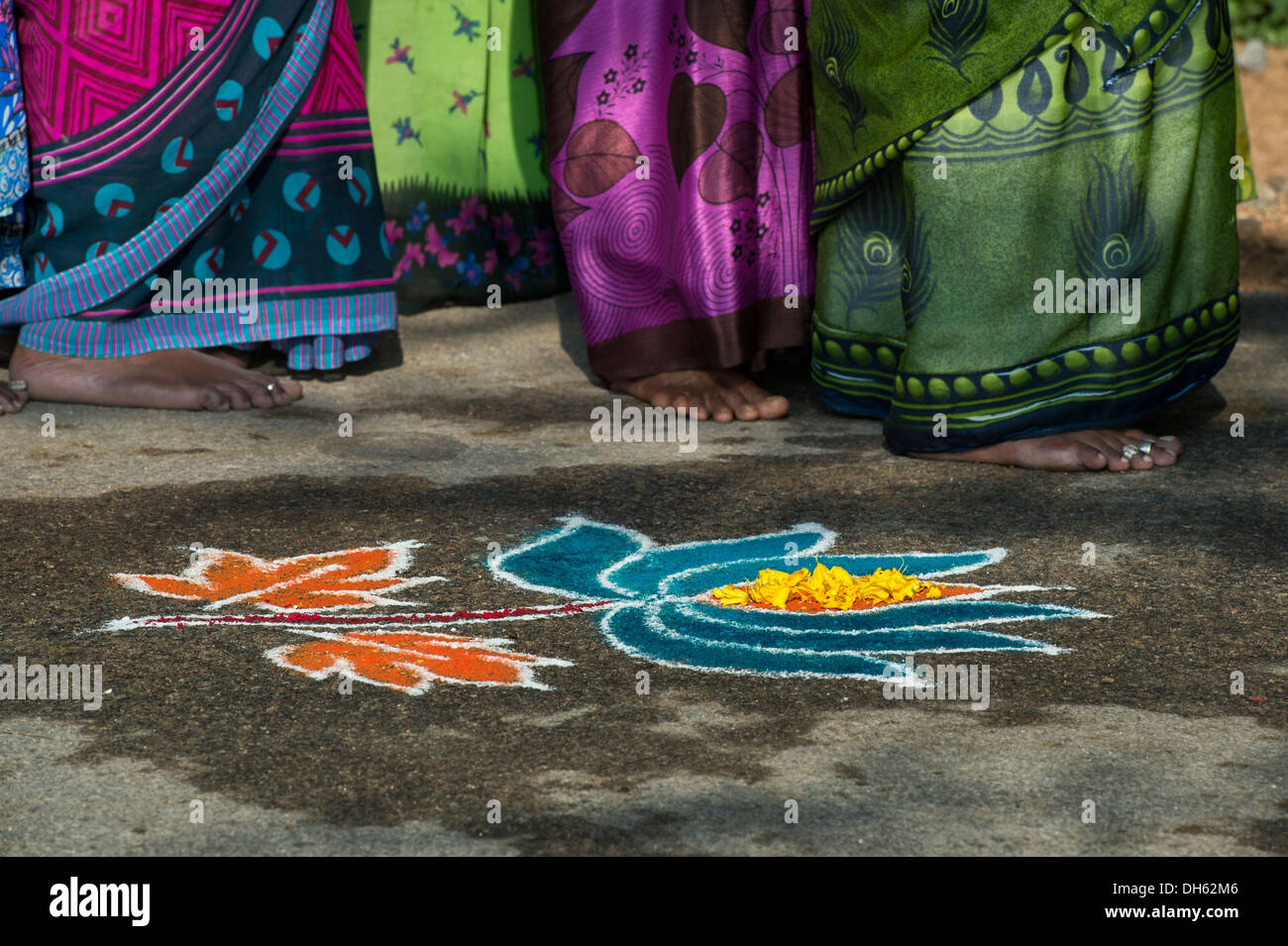 Lotus Rangoli design to honor the Sri Sathya Sai Baba mobile outreach ...