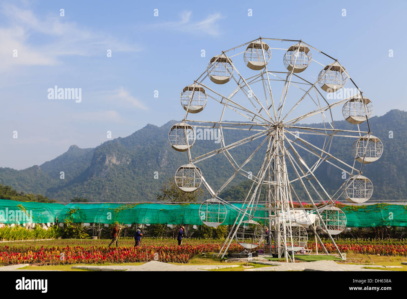 A white ferris wheel in farm, front view Stock Photo - Alamy