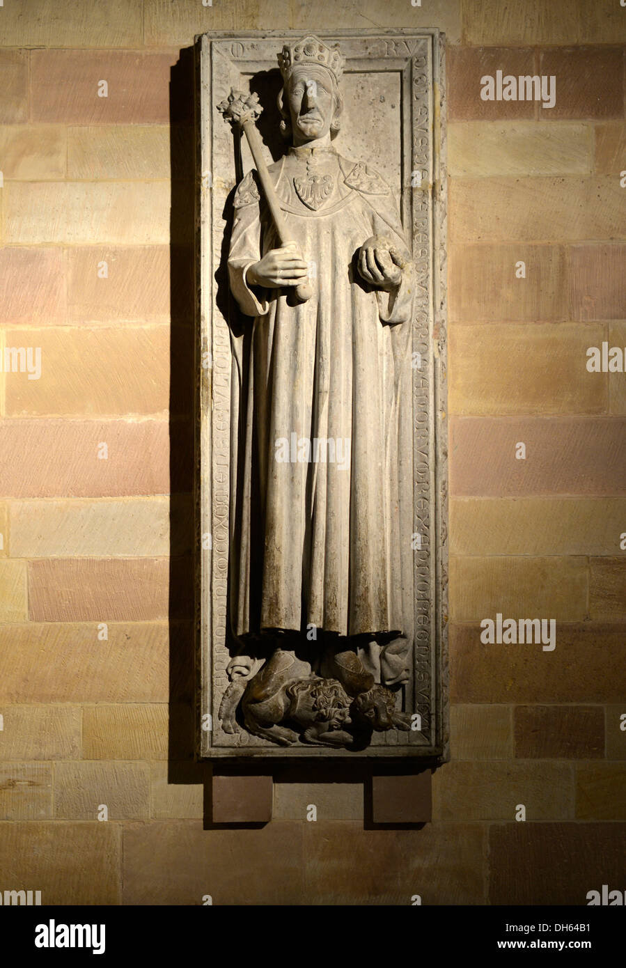 Tomb slab of Rudolf von Habsburg, tomb of the Salian dynasty, crypt ...