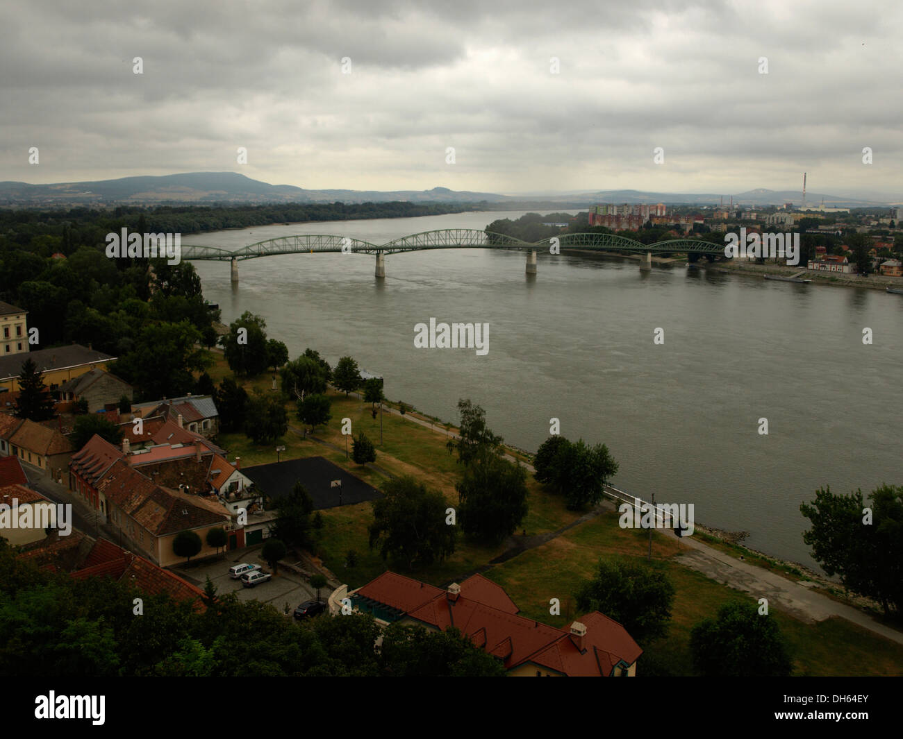 Estergom Ostrihom and Štúrovo over the river Donau Dunaj Duna border ...