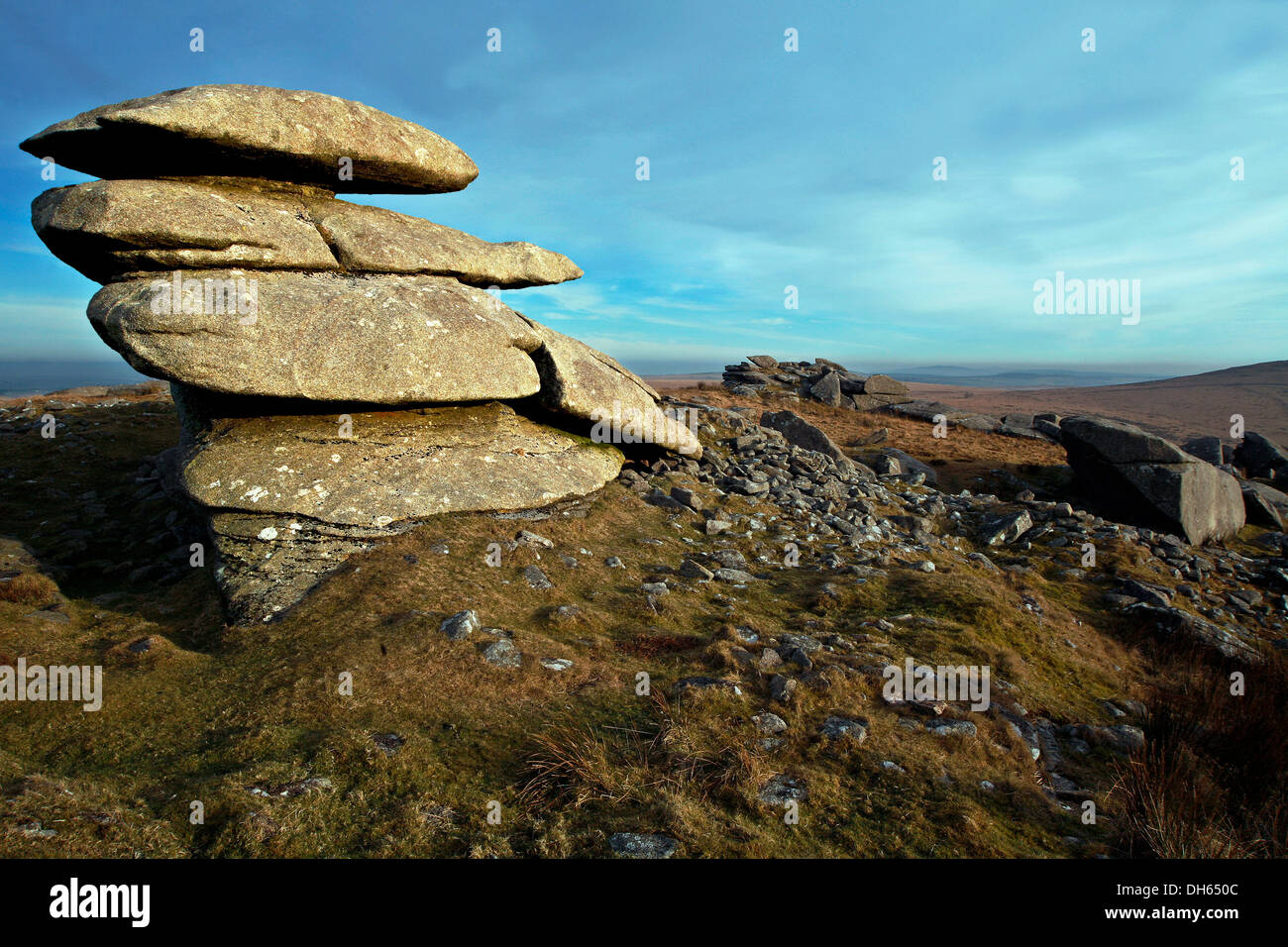 Rough tor is composed of the tor summit logan stone hi-res stock ...