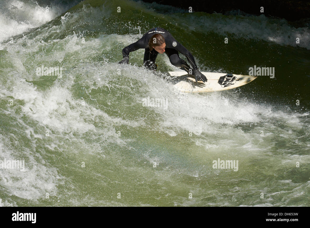 Surfing in the channel Stock Photo - Alamy