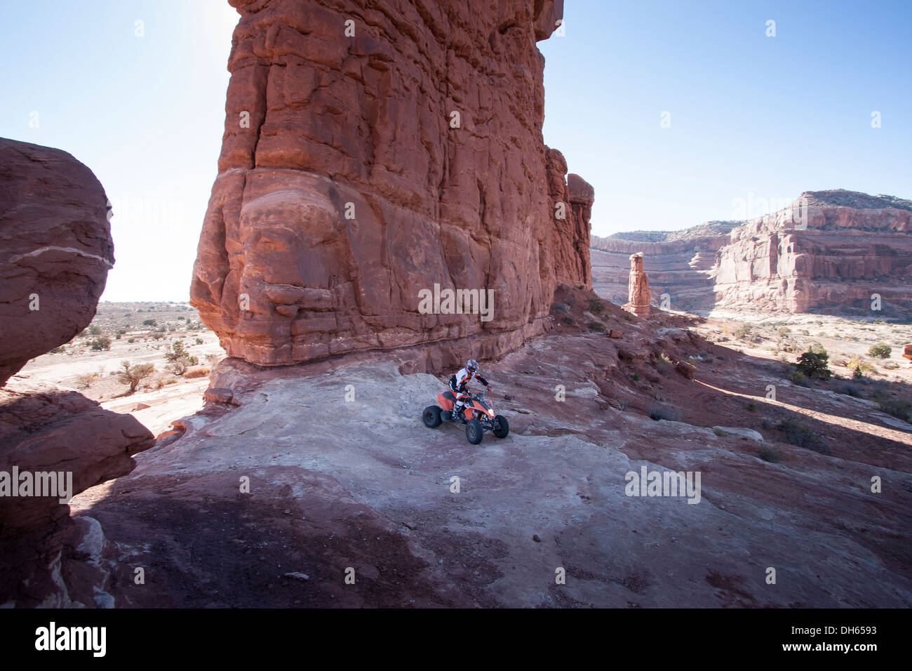 Rider on All Terrain Vehicle in Moab Desert, Utah Stock Photo - Alamy