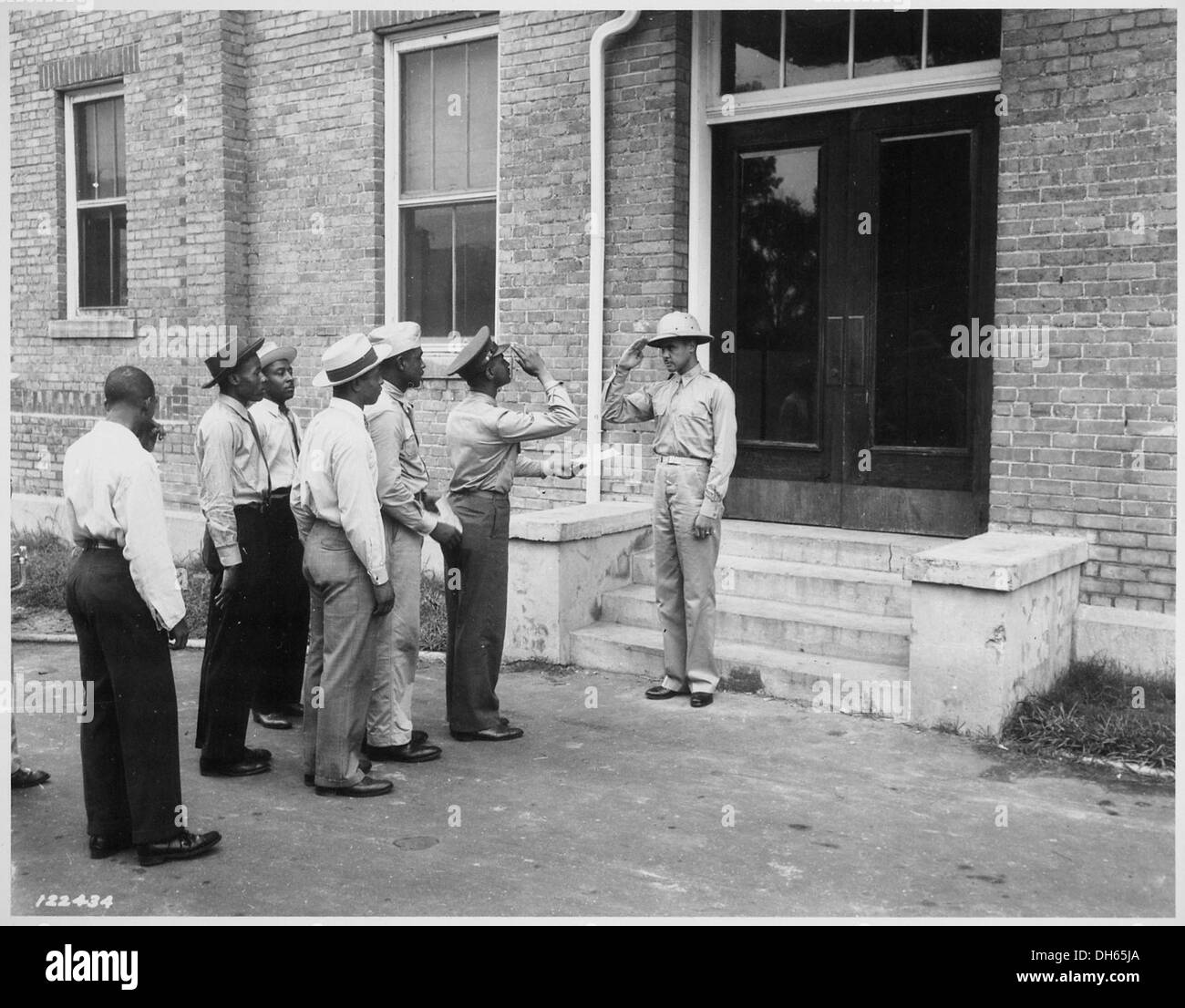 Cadets from the Army Air Corps reporting to Captain Benjamin O. Davis ...