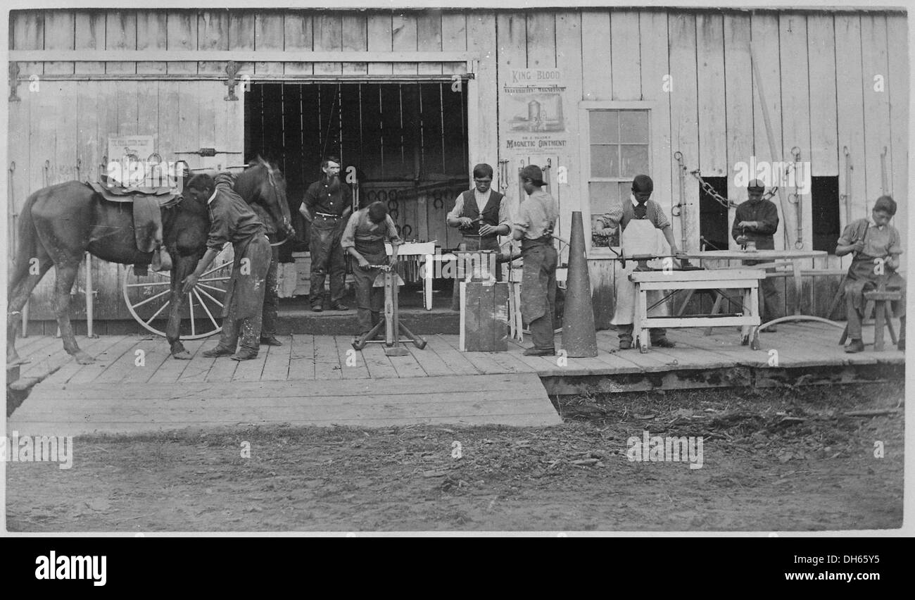A blacksmith works at the Indian training school in Forest Grove ...