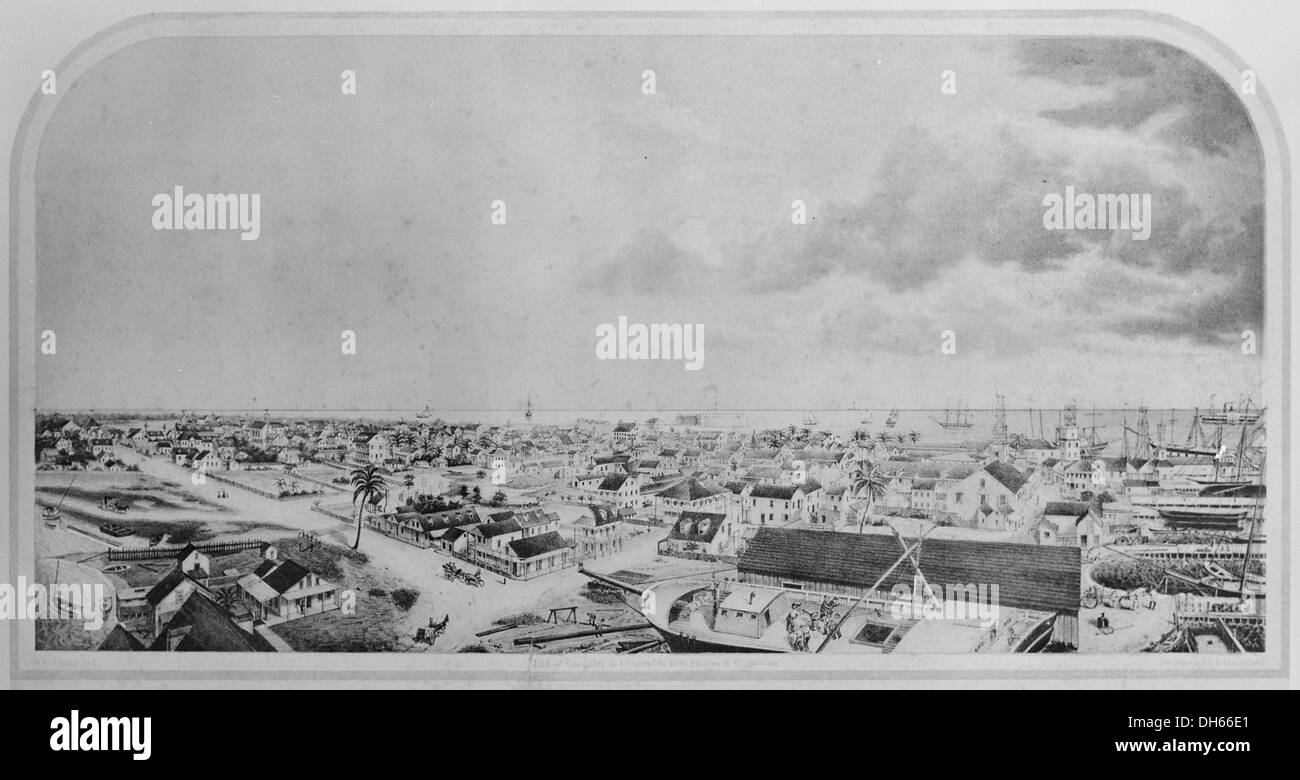 This image shows Key West, Florida, around the year 1856, a historical ...