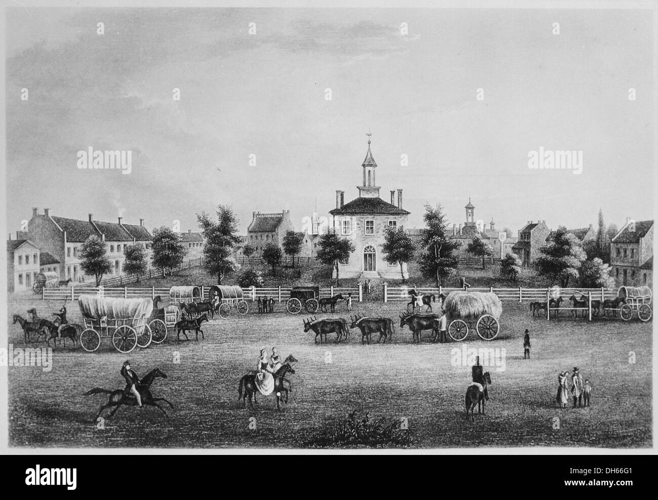 This historical photograph depicts the Independence Courthouse in ...